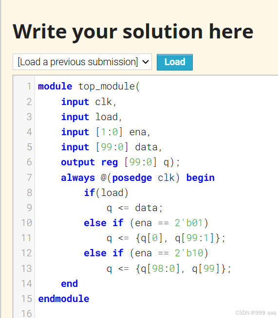 HDLbits练习16 - Left/right rotator ( Rotato100 )_hdlbits的rotate100-CSDN博客