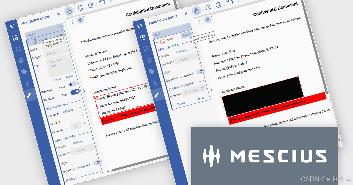 MESCIUS-DsPdf 8.1.0 从 PDF 中删除敏感信息-CSDN博客