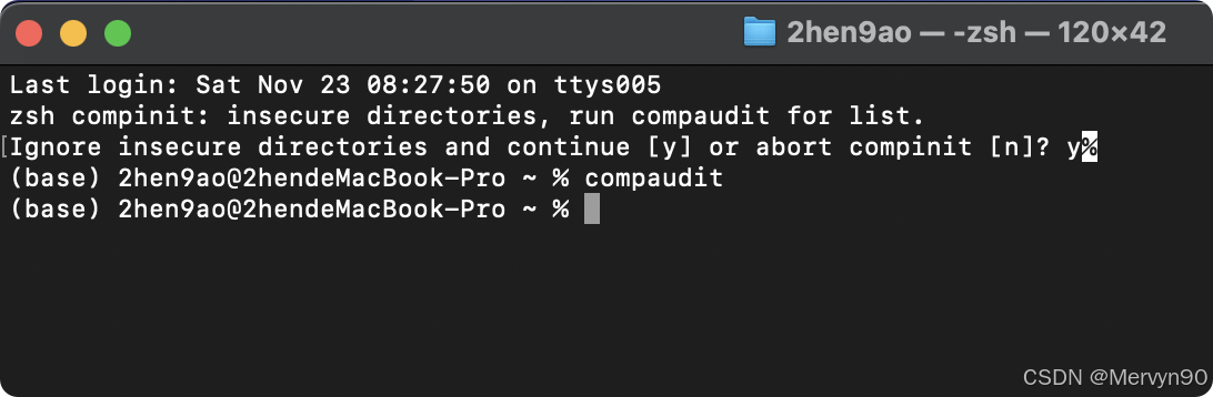 “zsh compinit: insecure directories, run compaudit for list”解决办法-CSDN博客