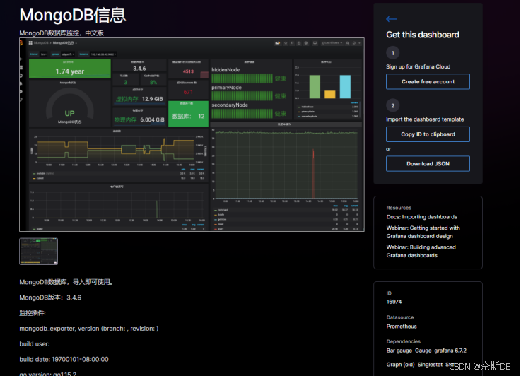 【prometheus+Grafana篇】基于Prometheus+Grafana实现MongoDB数据库的监控与可视化_使用grafana监控mongodb json文件-CSDN博客