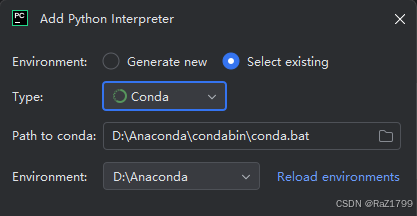 pycharm最新版使用conda虚拟环境_pycharm conda-CSDN博客