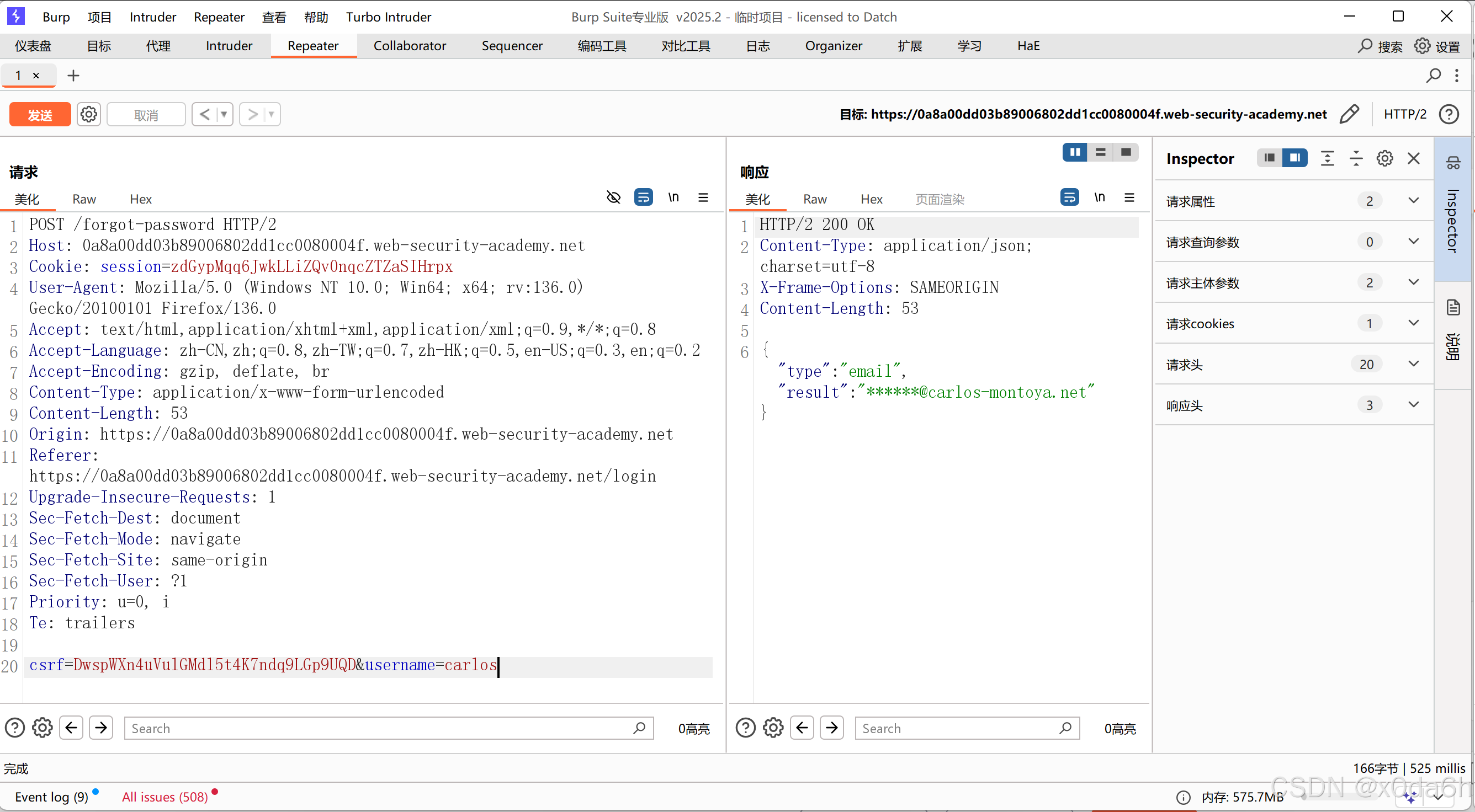 PortswiggerLab：Exploiting server-side parameter pollution in a query string_lab: exploiting ...