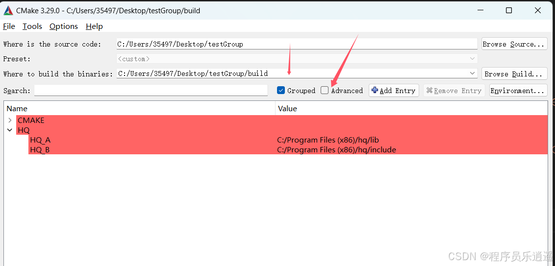 CMake GUI 界面上的 分组 与 高级_cmake-gui怎么改架构-CSDN博客