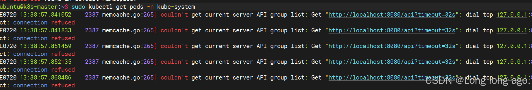 k8s 解决k8s重启get报couldn‘t get current server API group list: Get “http://localhost:8080/api ...