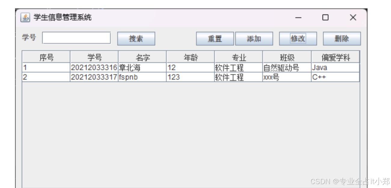 附完整代码java学生信息管理系统结合图形界面展示java学生信息管理系统图形界面 Csdn博客