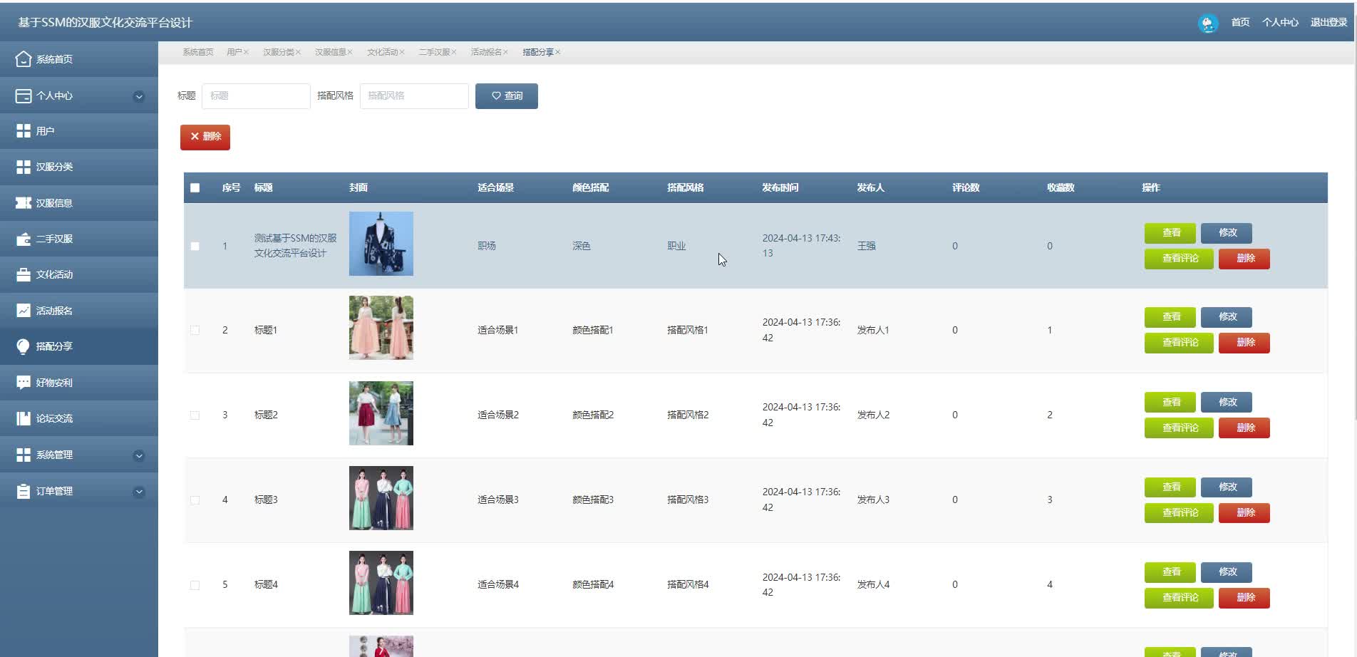 基于java+ssm的汉服文化交流平台-CSDN博客