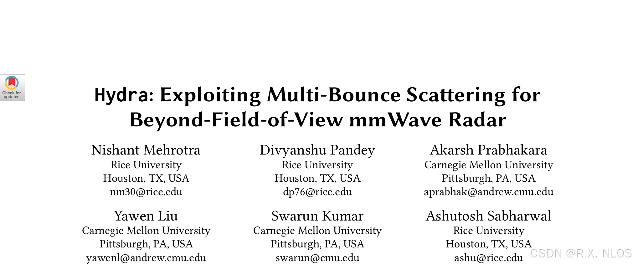 论文速览 | ACM MobiCom 2024 | Hydra: 利用多次反射实现超视场毫米波雷达感知 | Hydra: Exploiting Multi-Bounce Scattering ...