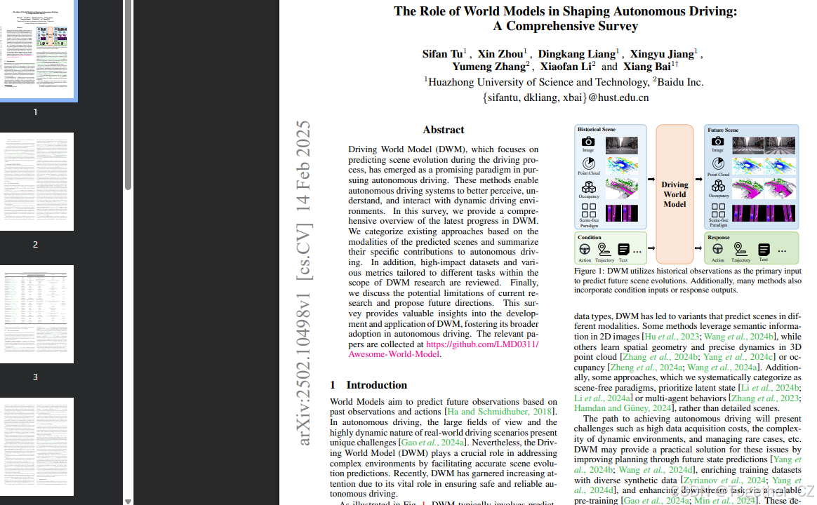 The Role of World Models in Shaping Autonomous Driving: A Comprehensive ...