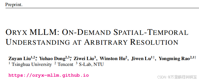 论文阅读：ORYX MLLM: ON-DEMAND SPATIAL-TEMPORAL UNDERSTANDING AT ARBITRARY RESOLUTION-CSDN博客