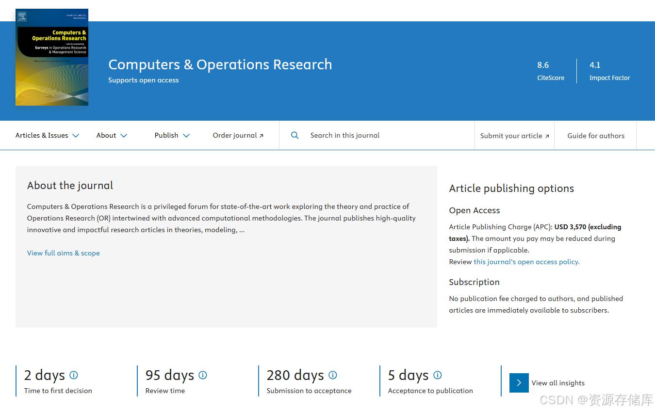 【期刊】【计算机与运筹学】Computers & Operations Research-CSDN博客