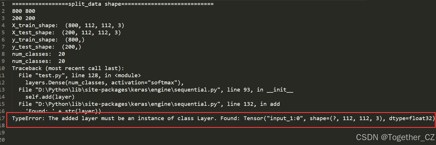 TypeError:The added layer must be an instance of class Layer.Found:Tensor(“input_1:0“...)报错解决 ...