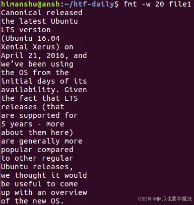 Linux fmt命令教程：轻松编排文本文件（附常用语法参数说明及5条实例）_fmt文件-CSDN博客