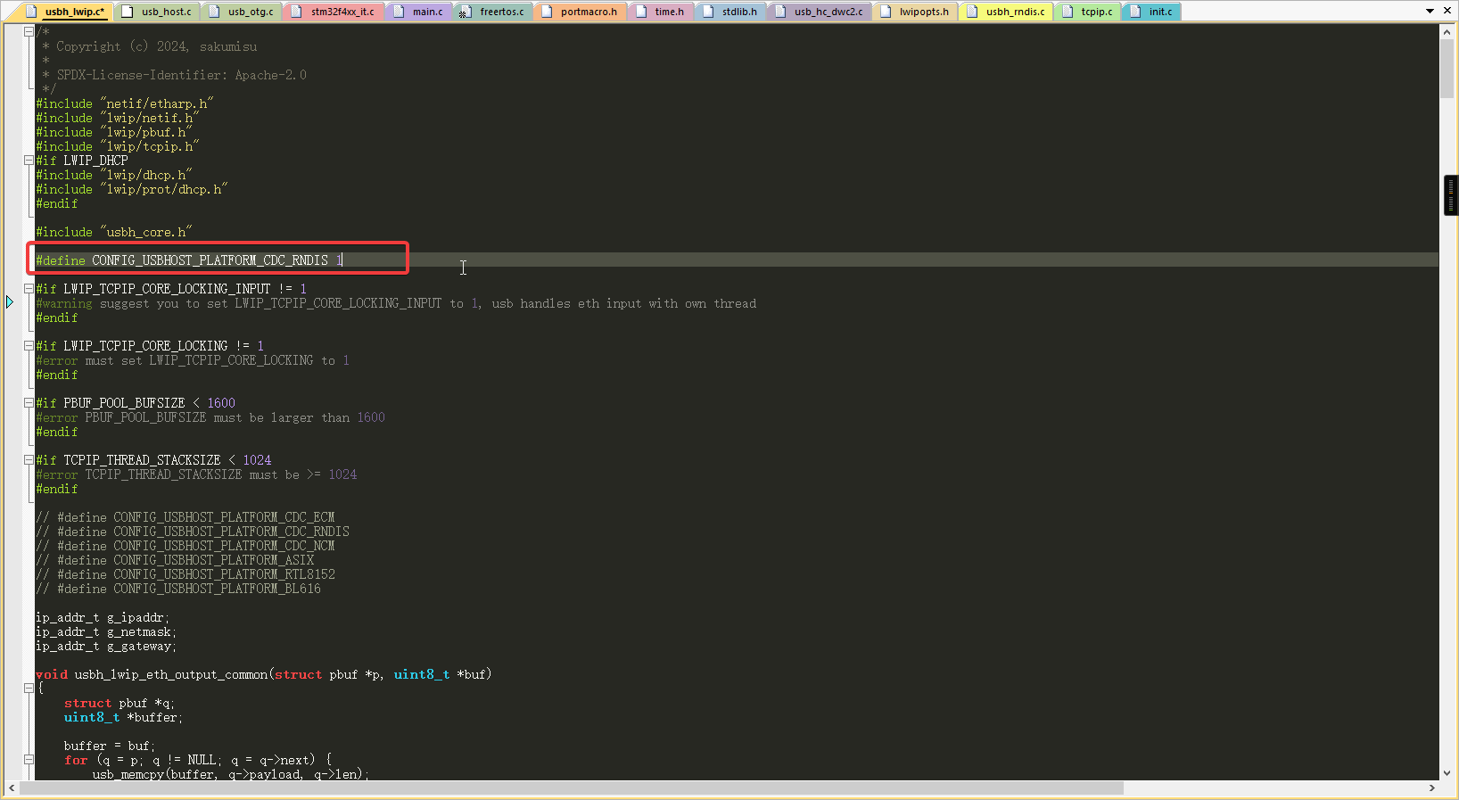 使用chrryusb+freertos+lwip配置stm32F4主机RNDIS流程记录，包含cherryusb配置和lwip配置。-CSDN博客