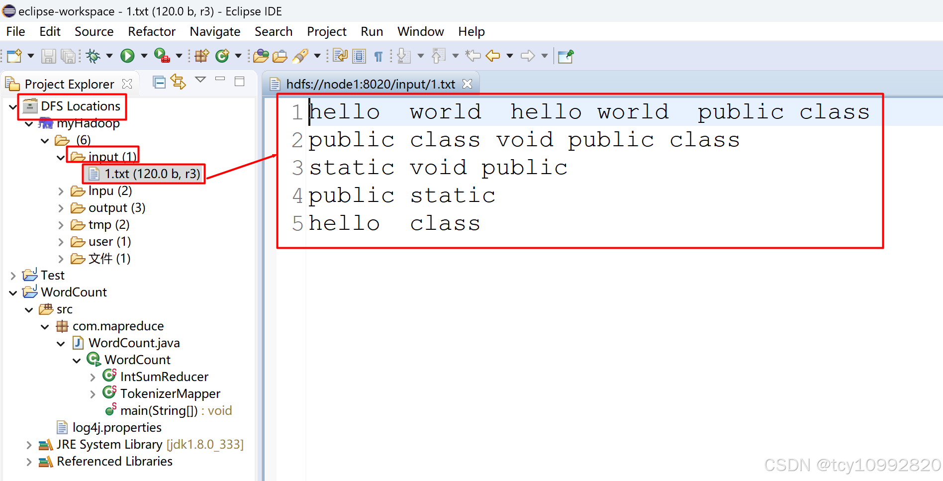 Eclipse在Windows本地连接Hadoop集群执行WordCount实践_10992820 csdn-CSDN博客