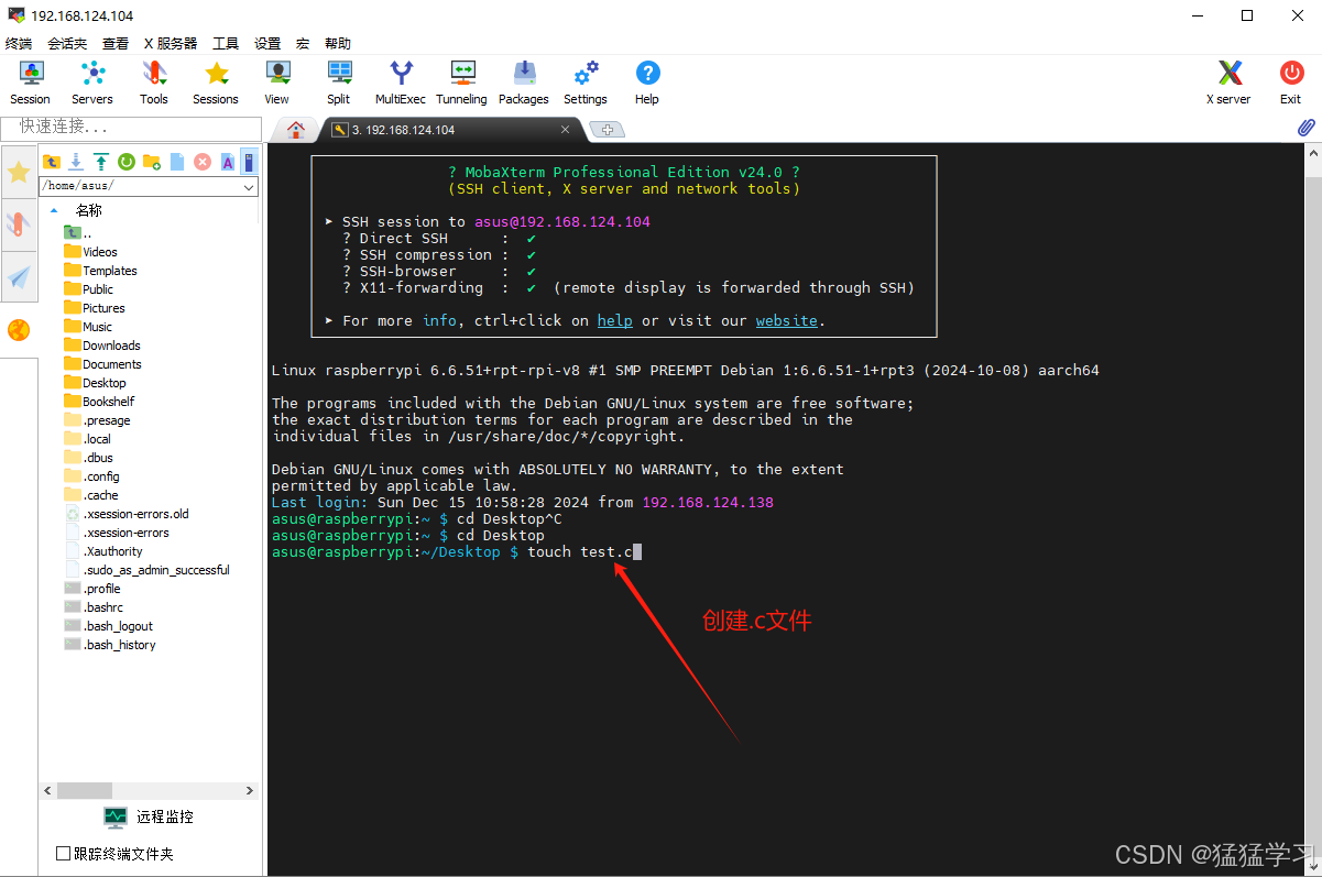 使用mobaxterm的ssh连接树莓派，写一个hello world_mobaxterm 树莓派-CSDN博客