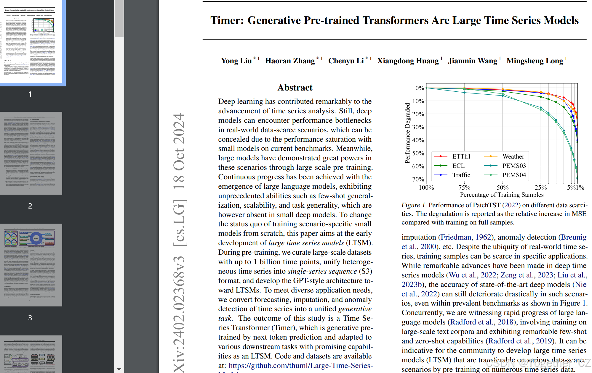 Timer: Generative Pre-trained Transformers Are Large Time Series Models——生成式预训练Transformer是大时间序列 ...