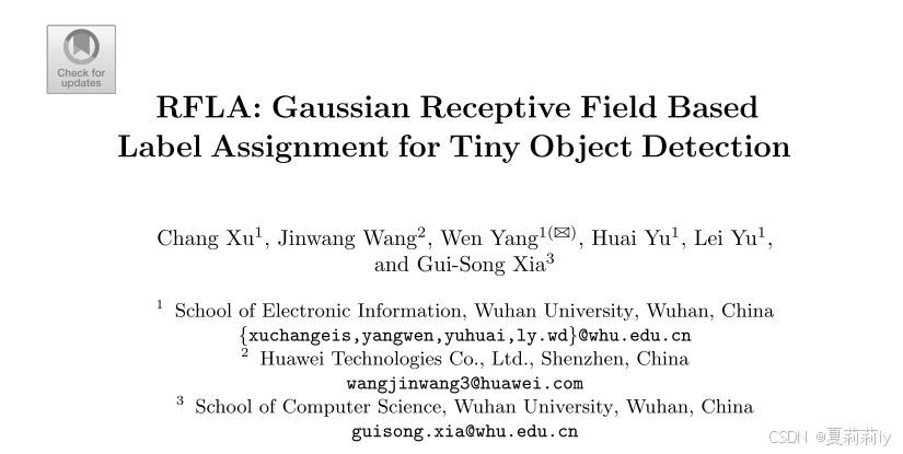 [ECCV 2022]RFLA: Gaussian Receptive Field based Label Assignment for Tiny Object Detection_rfla ...