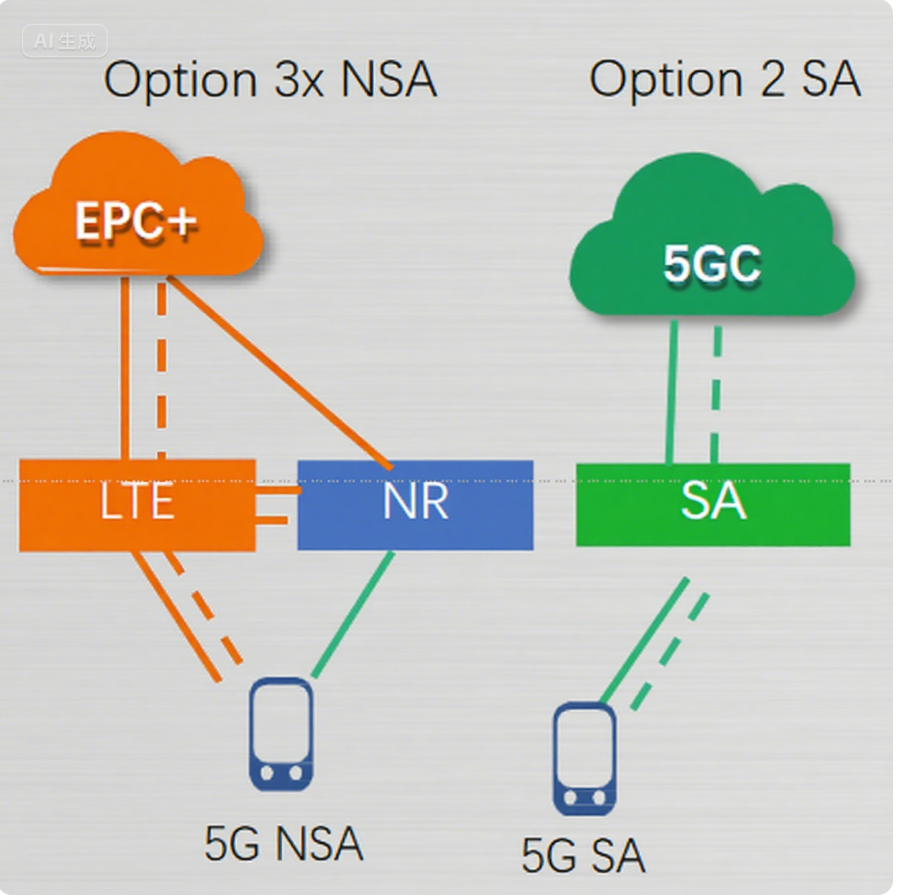 5G 组网模式深度解析：NSA 与 SA 的演进逻辑与差异_sa端到端-CSDN博客