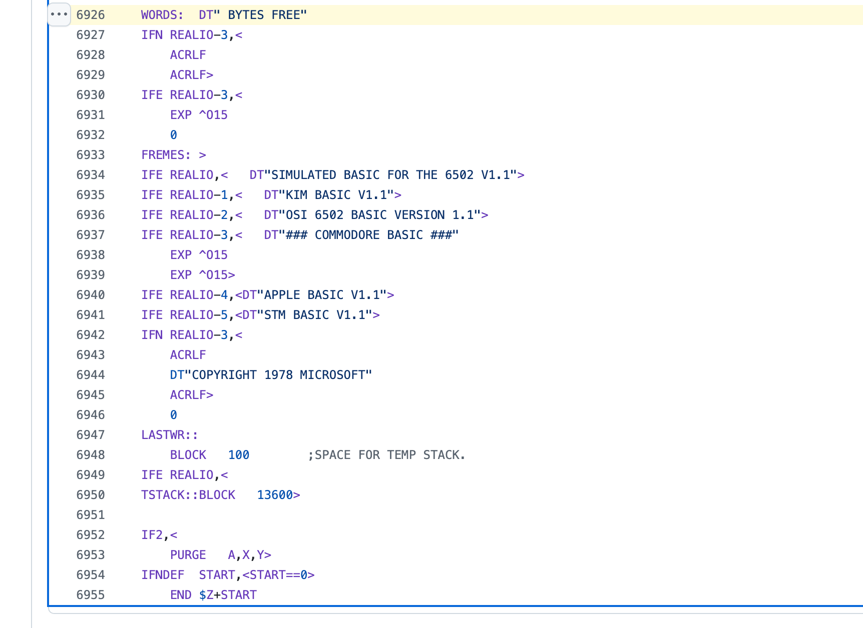 微软最早的 Basic 代码开源了_m6502.asm-CSDN博客
