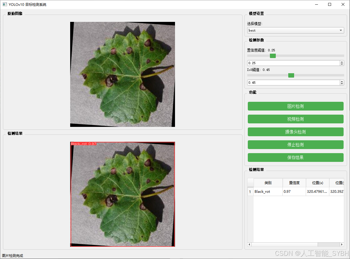 基于深度学习YOLOv10的葡萄叶片病害检测系统（YOLOv10+YOLO数据集+UI界面+Python项目源码+模型）_基于深度学习的葡萄叶部病害图像分类系统-CSDN博客