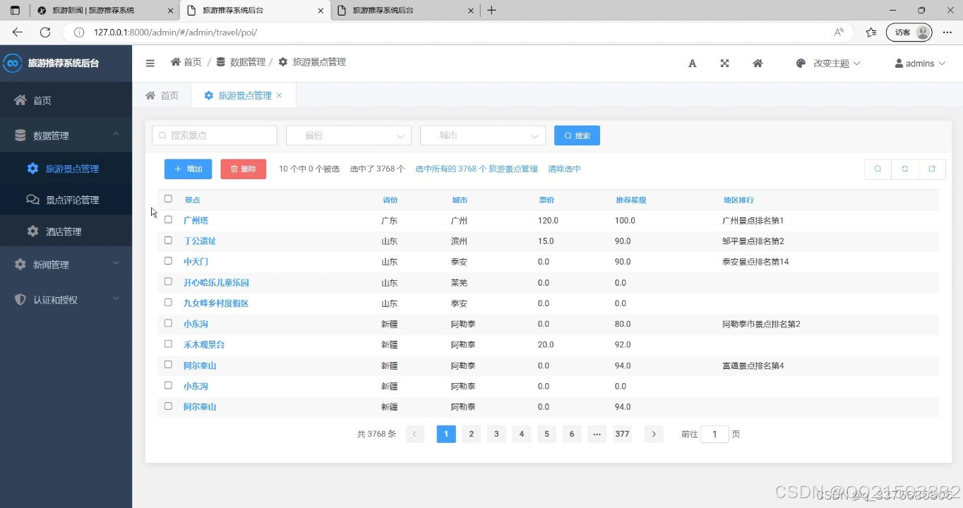 大数据毕业设计：基于pythonhadoopspark旅游景点推荐酒店推荐系统爬虫django框架 计算机毕业设计（附源码） Csdn博客