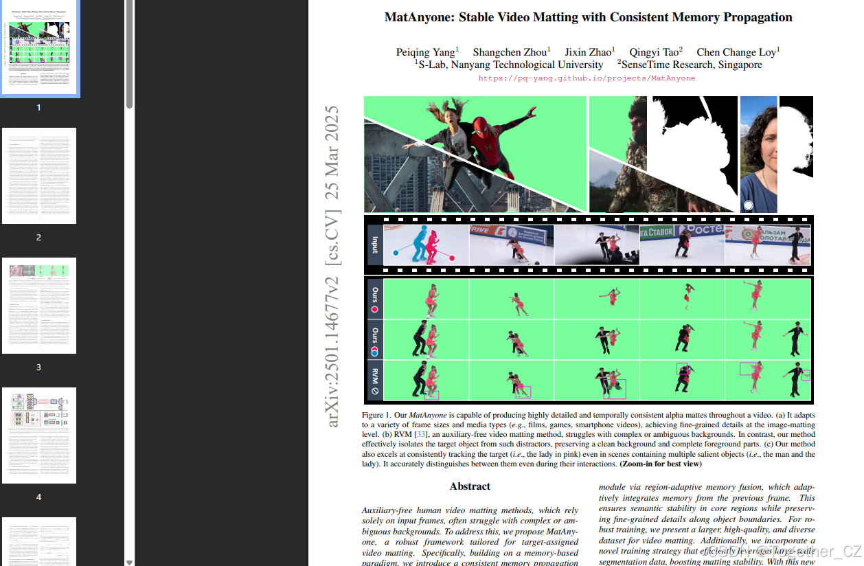 MatAnyone: Stable Video Matting with Consistent Memory Propagation——具有连贯记忆传播的稳定视频抠图 ...
