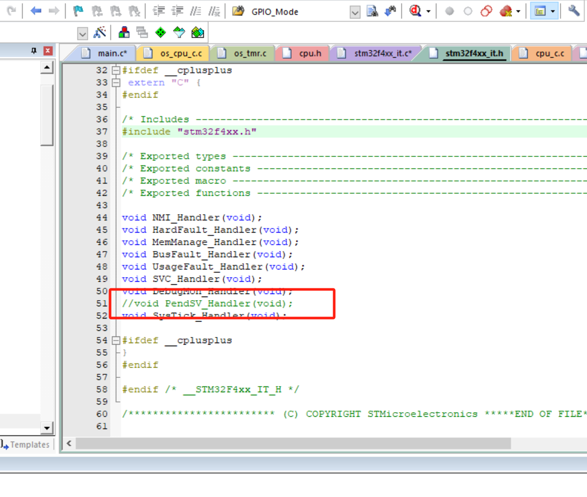Error: L6200E: Symbol PendSV_Handler multiply defined (by os_cpu_a.o and stm32f4xx_it.o)._symbol ...