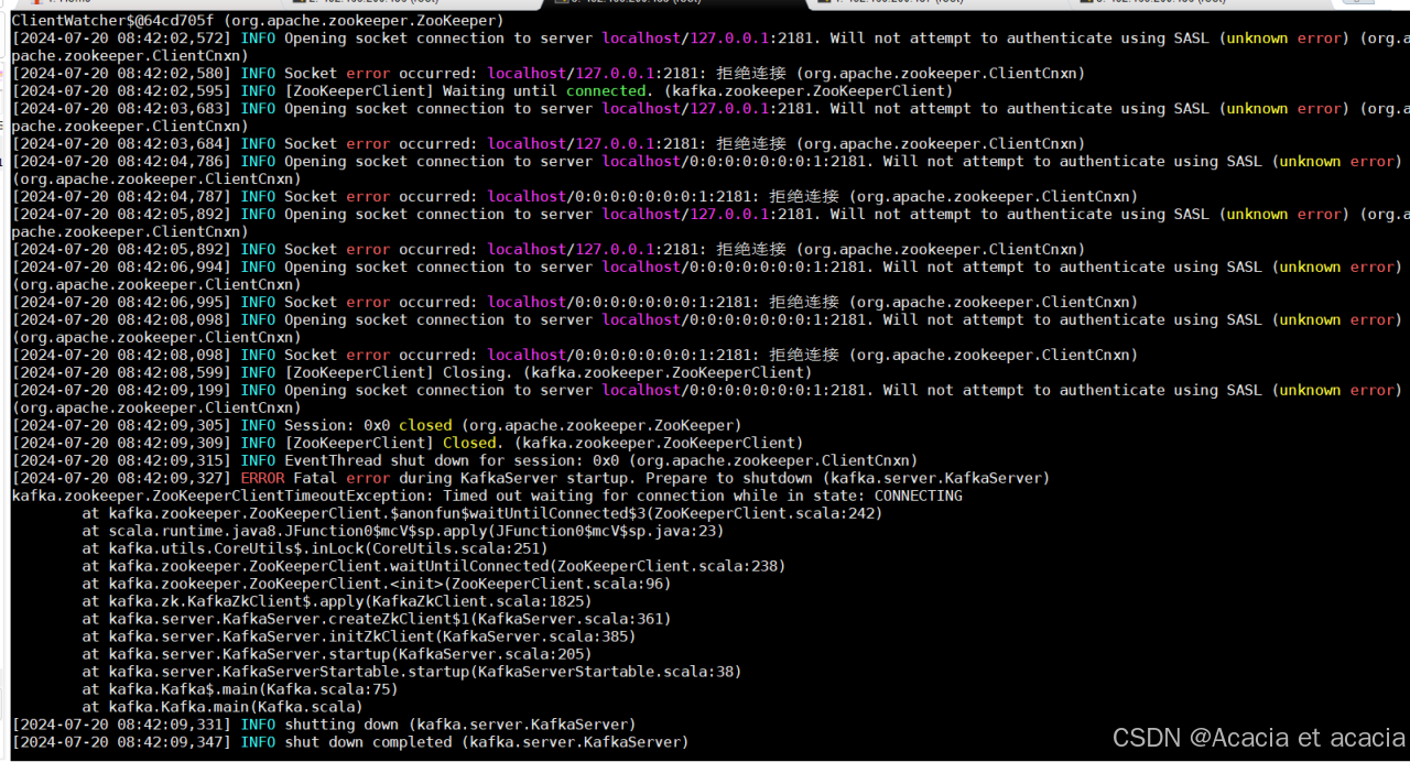 zookeep报错:Socket error occurred: localhost/127.0.0.1:2181: 拒绝连接-CSDN博客