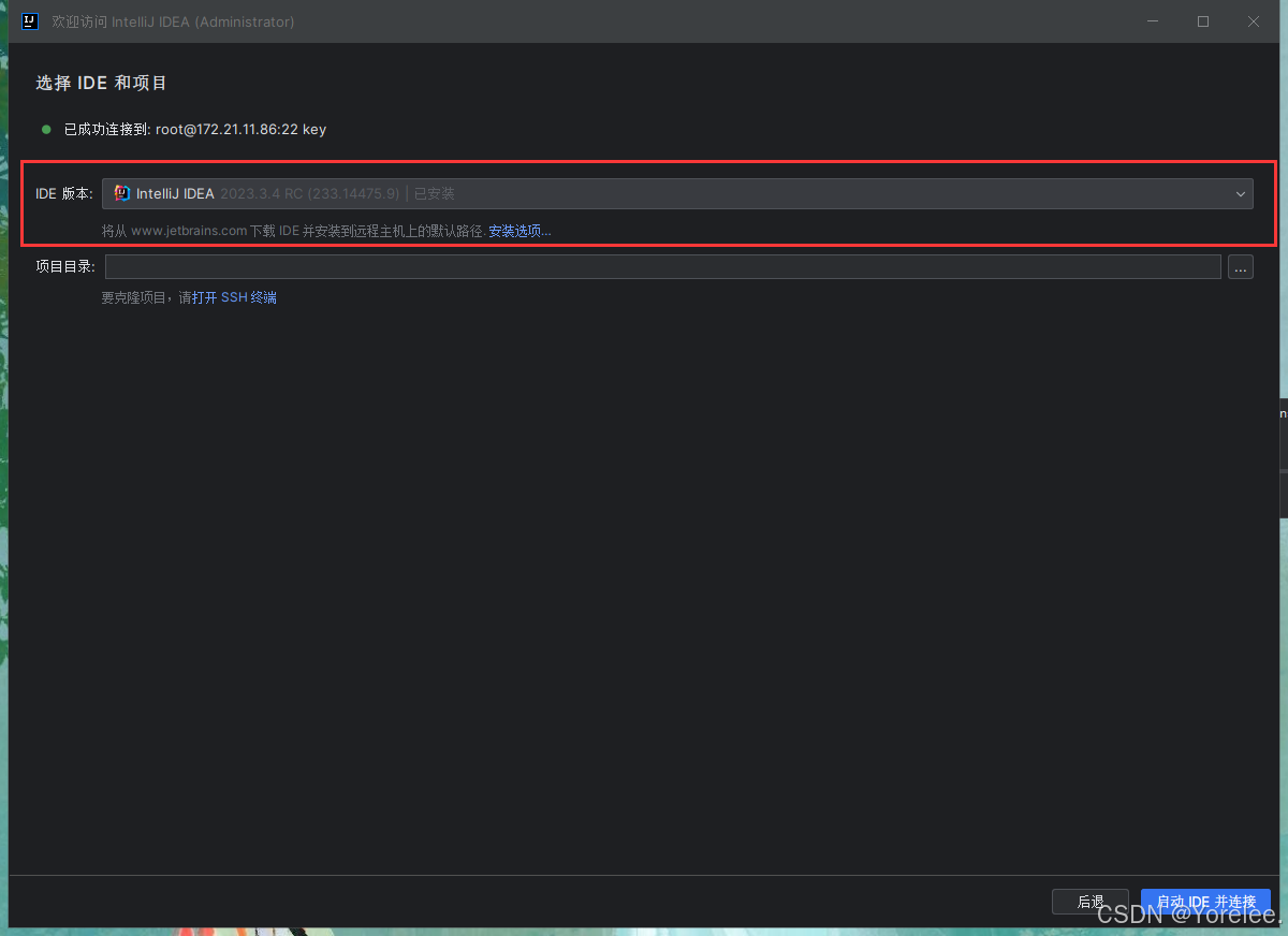 IDEA连接服务器步骤（解决Details: An error occurred while executing command: ‘host-status.-ide-path=XXX ...