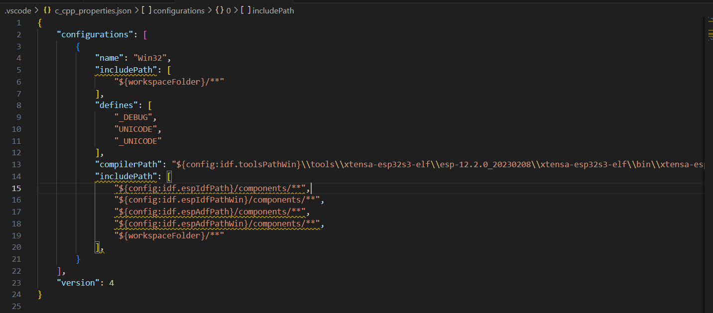 Vscode中ESP32IDF插件#include爆红解决方法_${config:idf.espidfpath}-CSDN博客