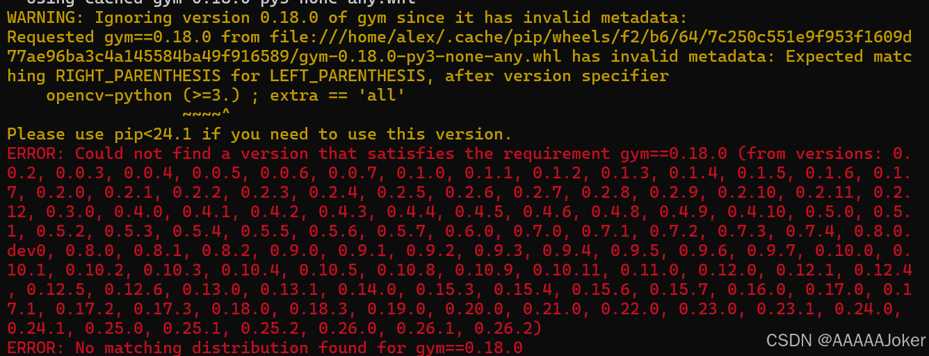 运行PyBullet强化学习例程时报错AttributeError: ‘dict‘ object has no attribute ‘env_specs‘_print(gym.envs ...
