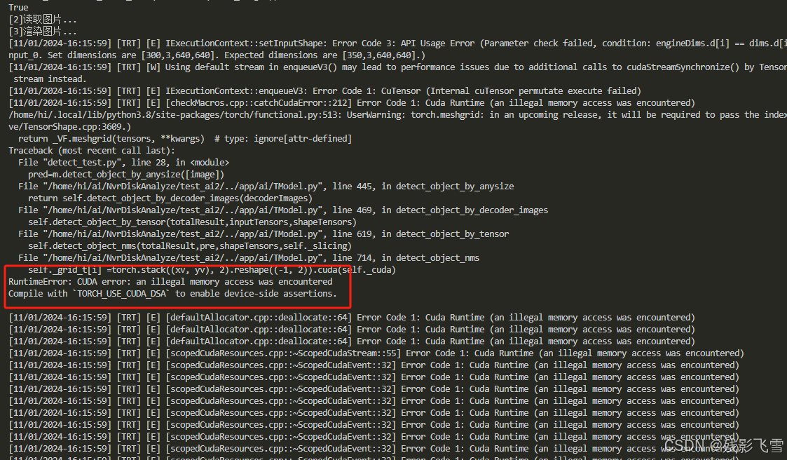 推理时发生 CUDA error: an illegal memory access was encountered错误-CSDN博客