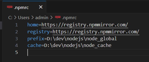 使用npm的时候有一个未知的配置home_npm warn unknown user config "home". this will sto ...
