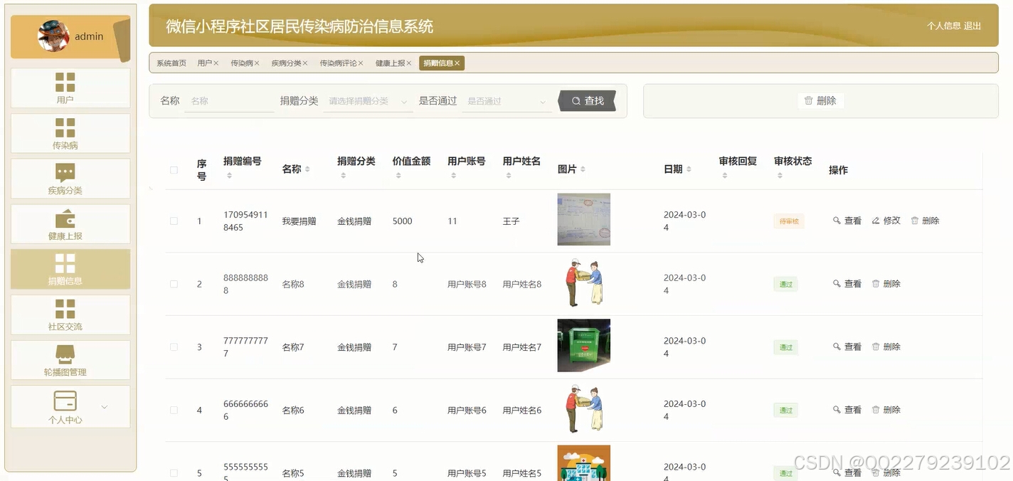 278java Ssm Springboot基于微信小程序社区居民传染病防治信息系统健康上报捐赠信息（源码文档运行视频讲解视频）传染病上报接口源码 Csdn博客