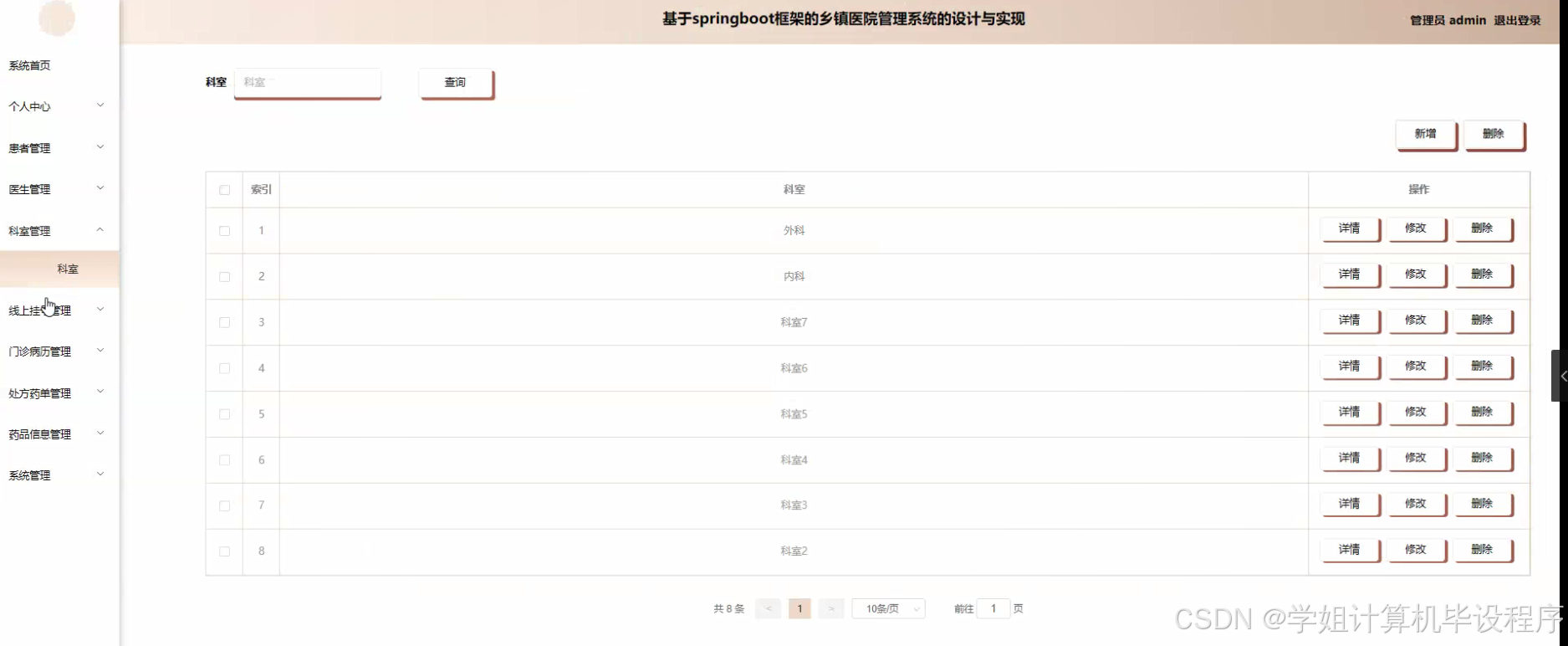 【开题报告】基于springbootvue框架的乡镇医院管理系统的设计与实现(程序源码论文 计算机毕业设计 Csdn博客
