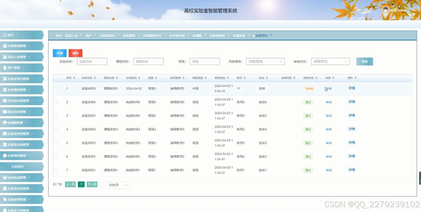 221基于java ssm springboot高校实验室智能管理系统实验室预约设备借用药品出入库化学品申报（源码+文档+运行视频+讲解视频）-CSDN博客