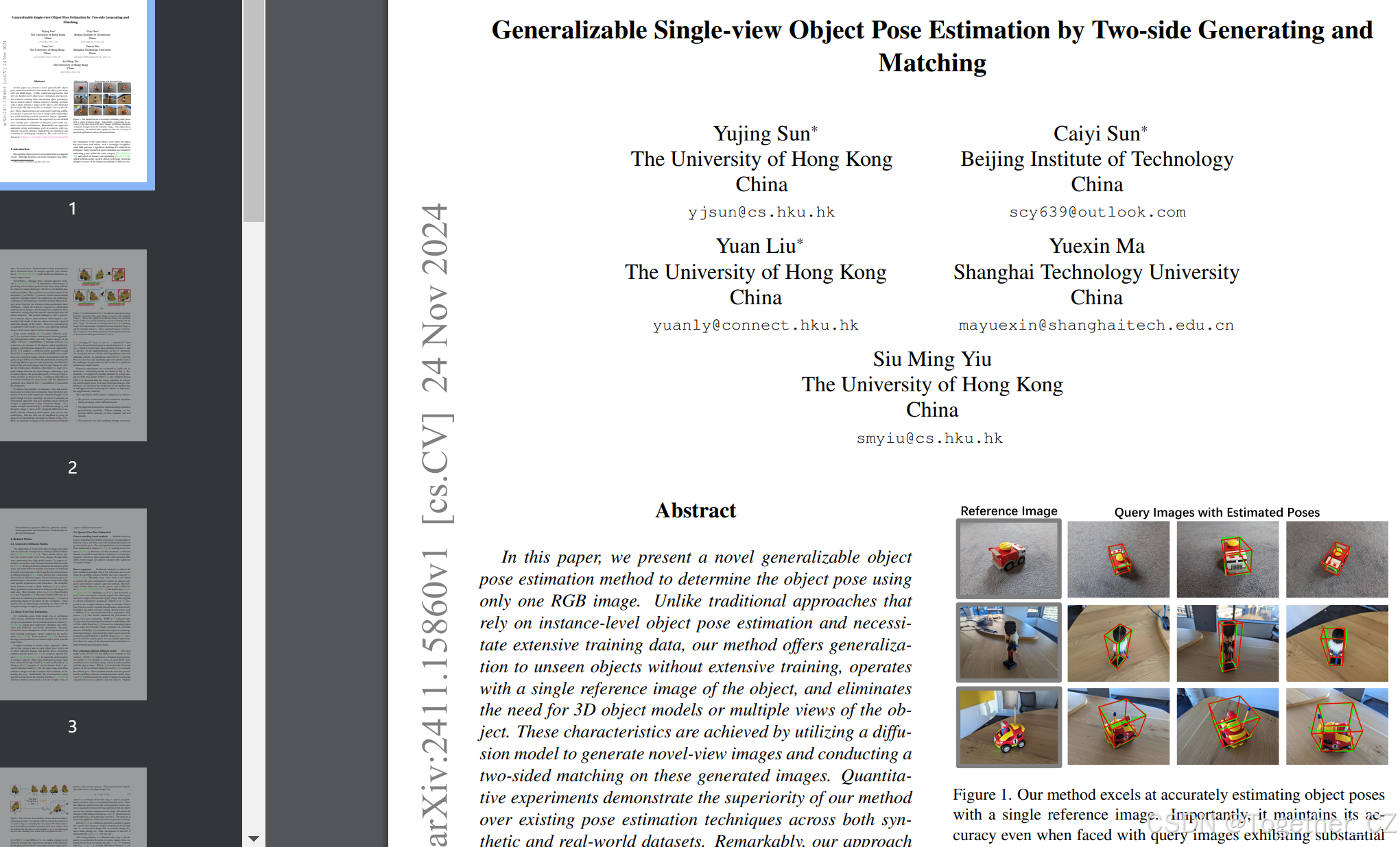Generalizable Single-view Object Pose Estimation by Two-side Generating andMatching通用单视角姿态估计通过双向 ...