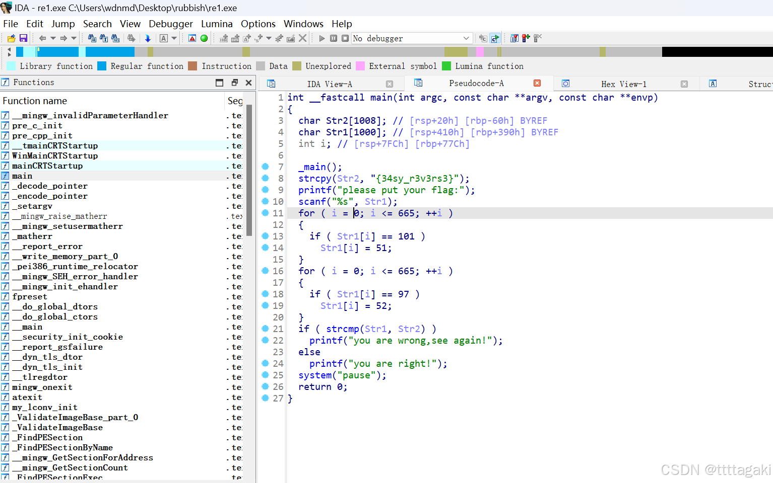 [SWPUCTF 2021 新生赛]re1_ctf r3v3rs-CSDN博客