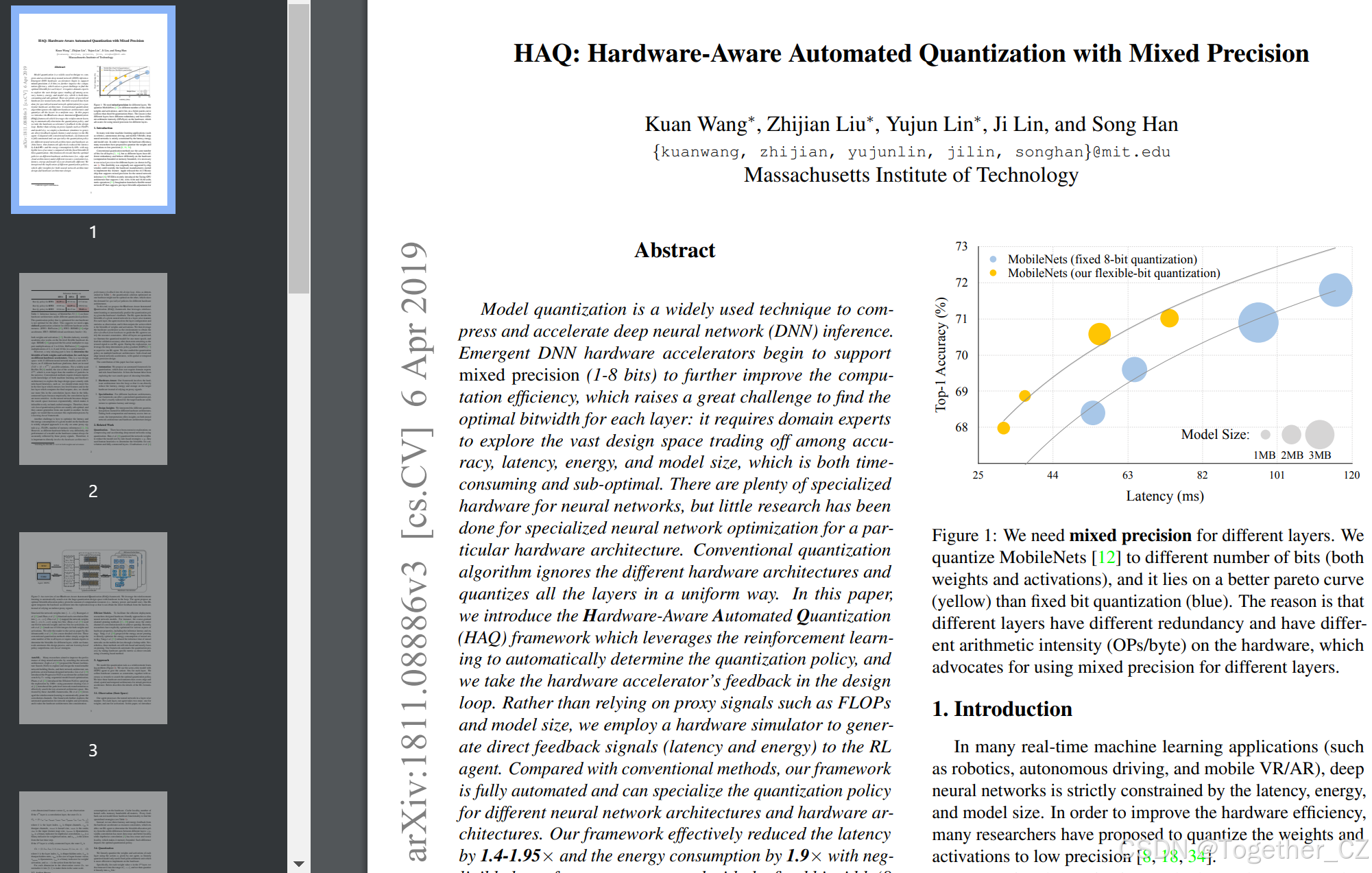 Haq Hardware Aware Automated Quantization With Mixed Precision——硬件感知的自动化混合精度量化 Csdn博客
