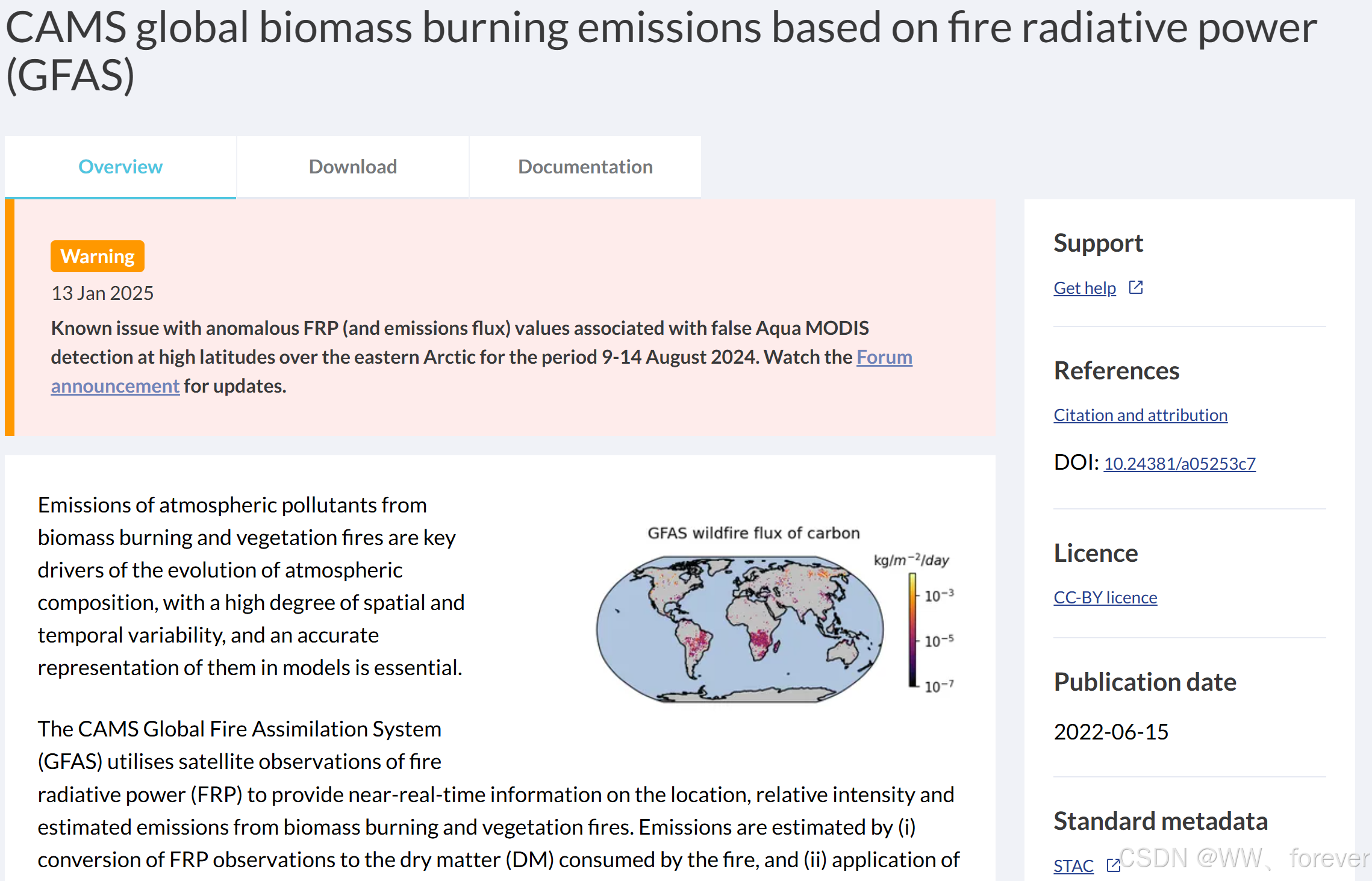 【数据集】CAMS 全球生物质燃烧排放 GFAS（基于火灾辐射功率）_cams数据下载-CSDN博客