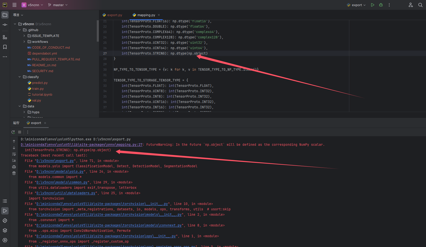 pycharm AttributeError: module ‘numpy‘ has no attribute ‘object‘.`np.object` was a deprecated ...