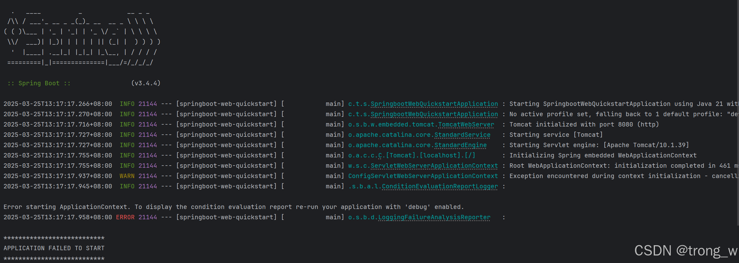 SpringBoot测试报错解决_2025-04-30 15:31:33.136 [main] error [org.springfr-CSDN博客