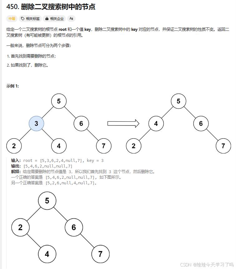 Leetcode 做题记录 450删除二叉搜索树中的节点 Csdn博客