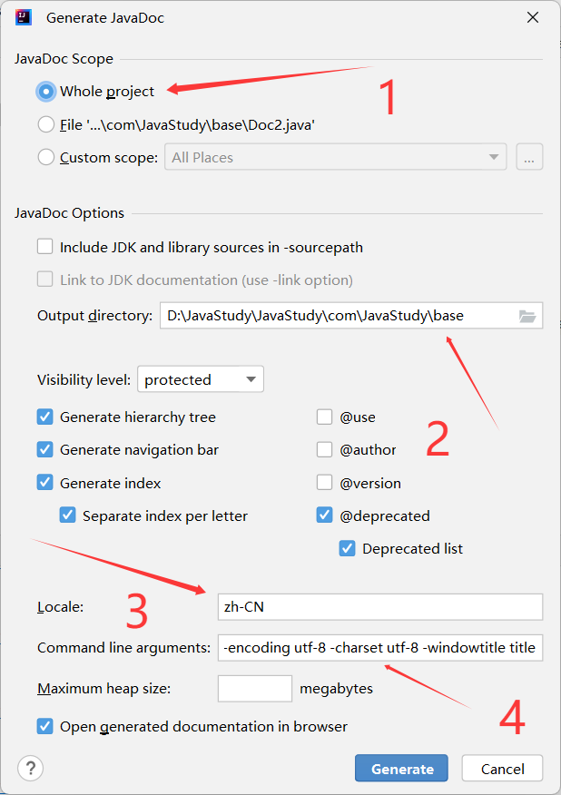JavaDoc生成Api文档_java 怎么生成中文的api文档-CSDN博客