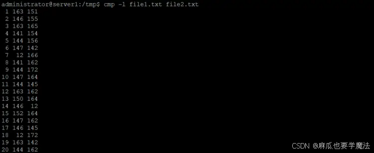 Linux cmp 命令教程：轻松学会用命令比较两个文件是否有差异（附常用语法参数及7条实例）_比较指令cmp怎么用-CSDN博客