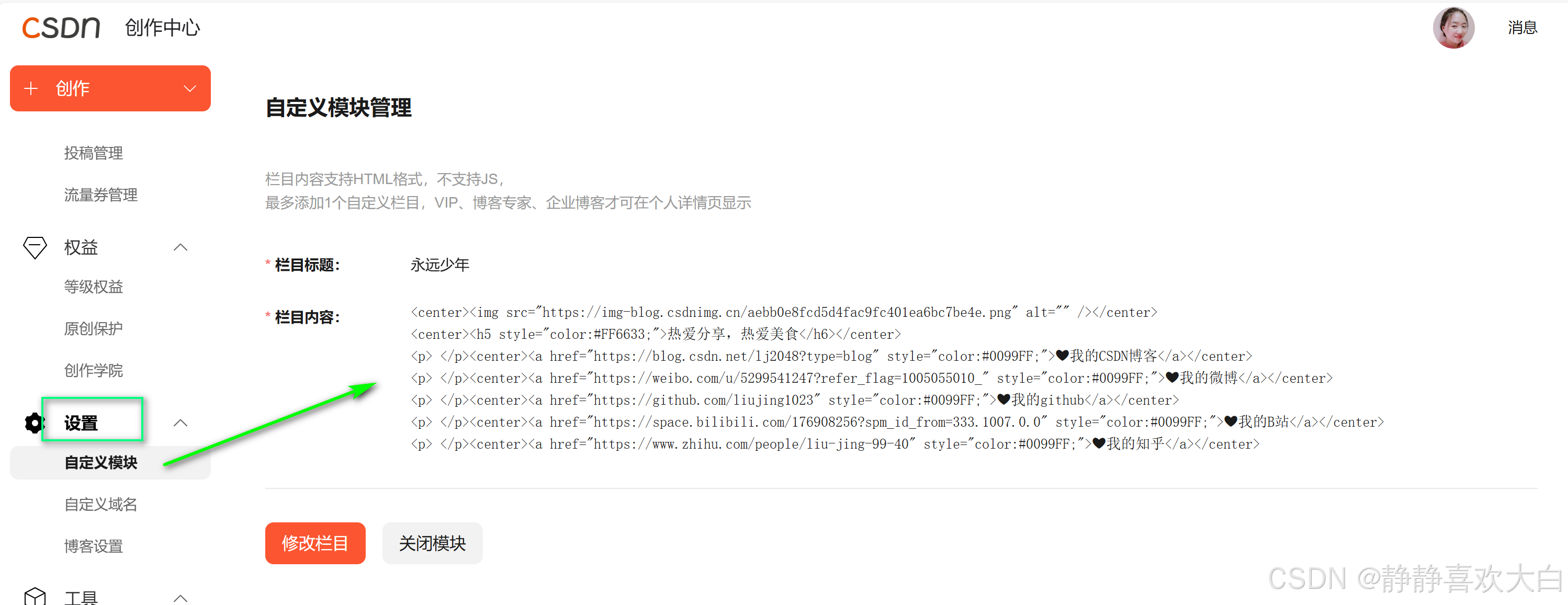 【CSDN】左侧栏自定义栏修改-CSDN博客