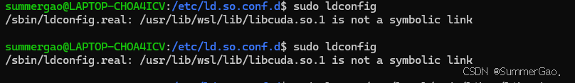 【解决】WSL安装软件报错：/sbin/ldconfig.real: /usr/lib/wsl/lib/libcuda.so.1 is not a symbolic link-CSDN博客