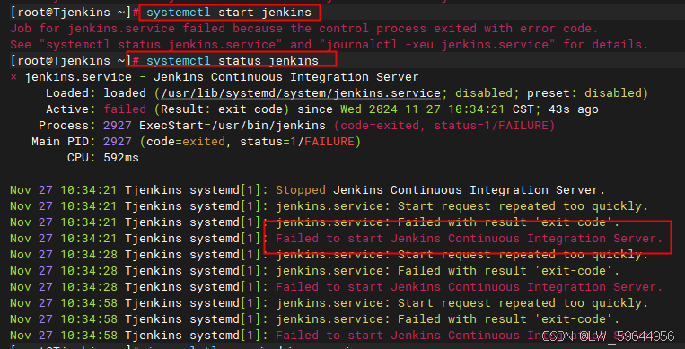 redhat 9.2 上启动jenkins服务失败，报错：Failed to start Jenkins Continuous Integration Server-CSDN博客