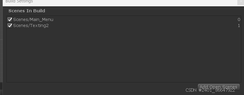 unity中无法在build setting中添加想要的场景_unity build settings加不进去场景-CSDN博客